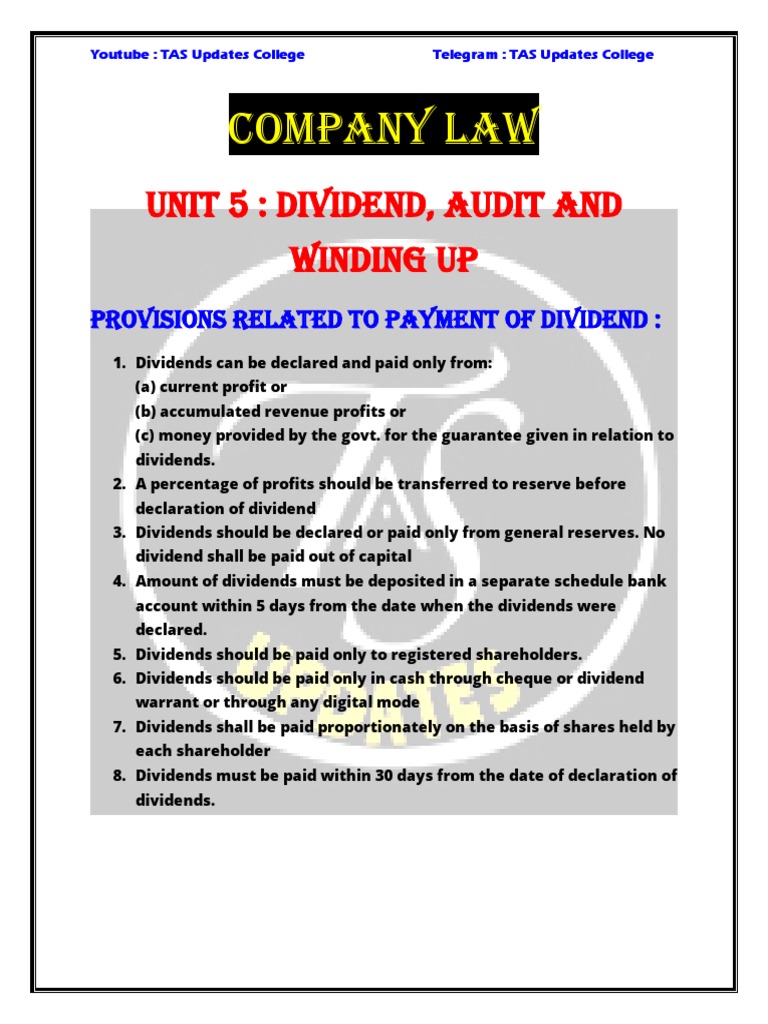 Company Law Unit 5 Notes | PDF