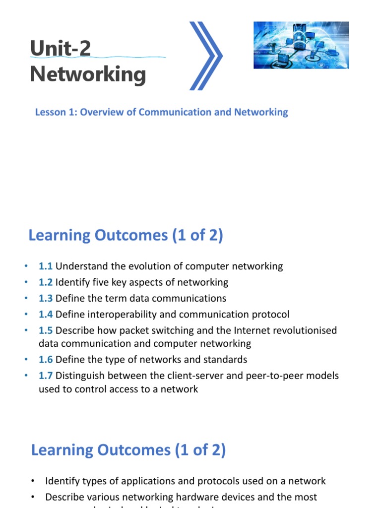 Unit 2 Networking Lesson 1 Overview of Communication and Networking | PDF