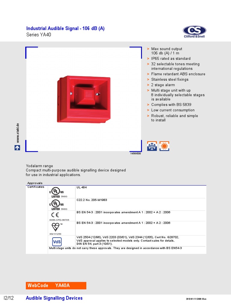 YA40 - Clifford Snell Yodalarm Audio Signal Indicator | PDF
