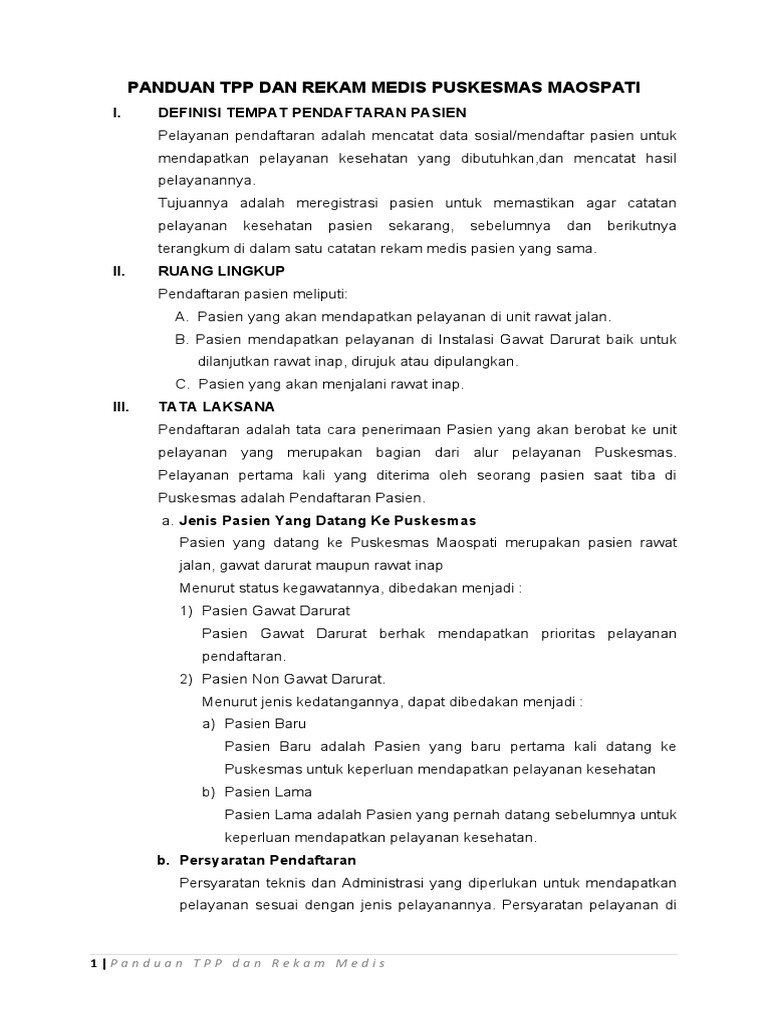 Panduan TPP Dan Rekam Medis Puskesmas Maospati | PDF | Sains & Matematika