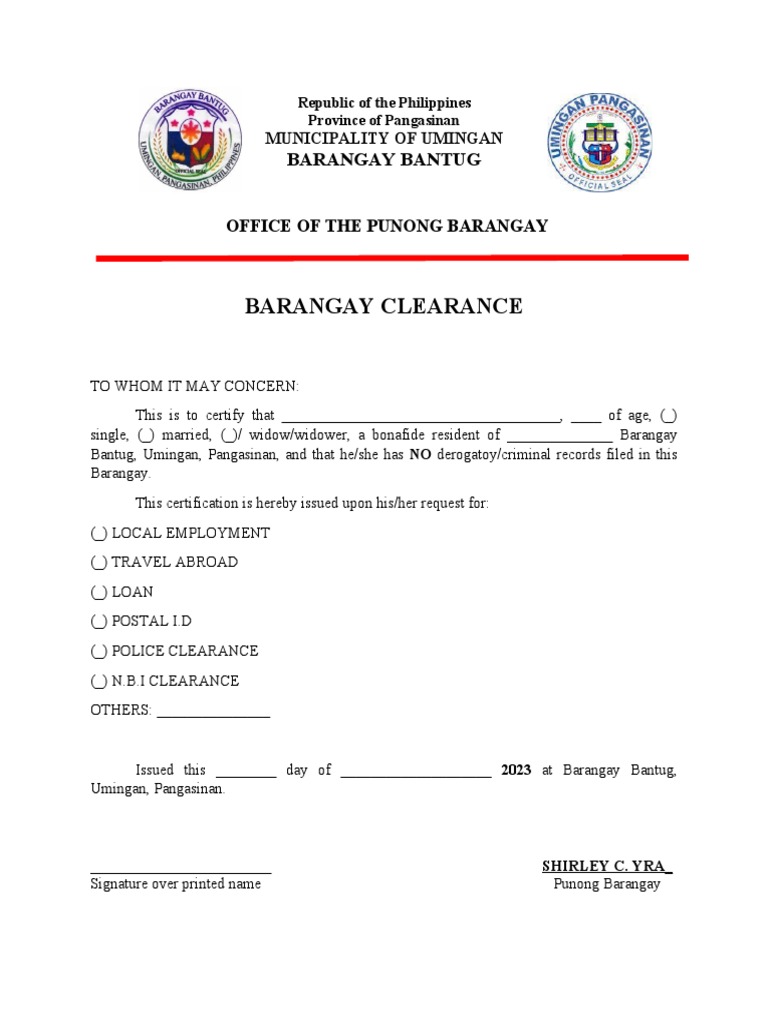 Barangay Certification | PDF