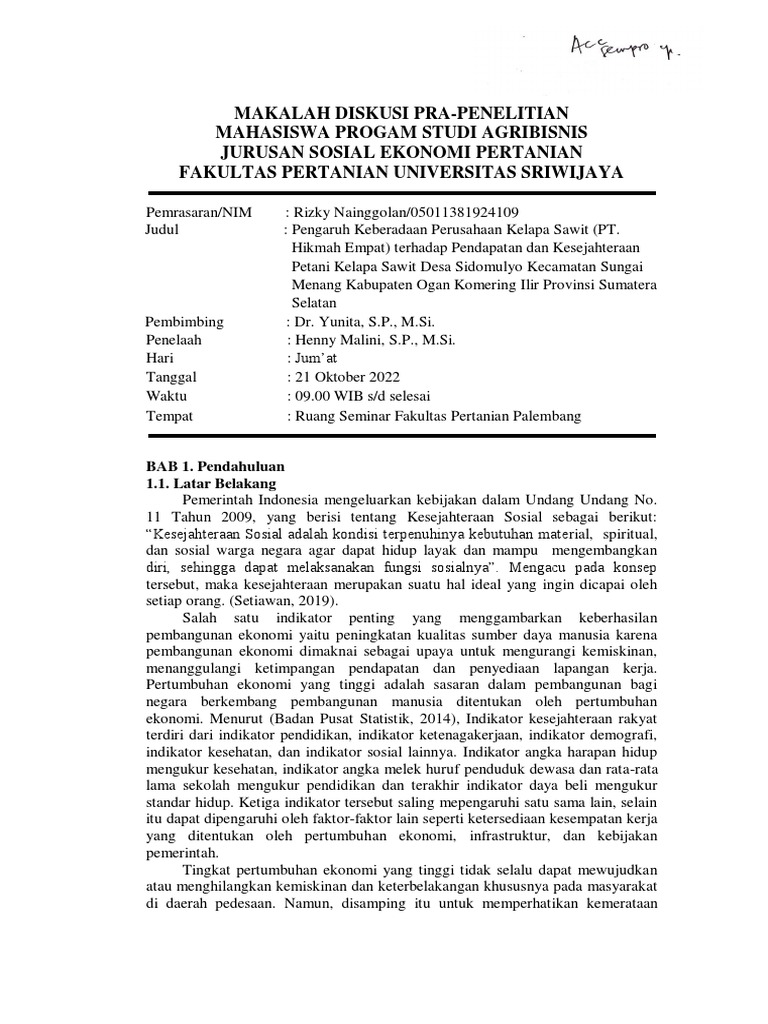 Makalah Pra-Penelitian Rizky Nainggolan | PDF