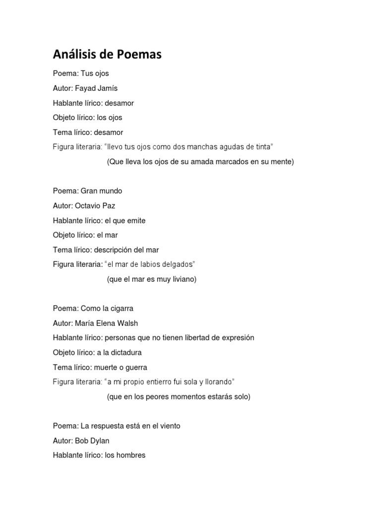 Análisis de Poemas | PDF