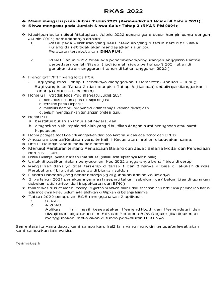 Penyusunan Rkas 2022 | PDF