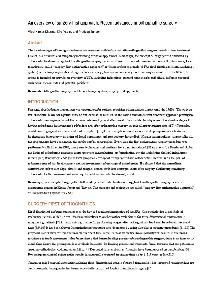 An Overview of Surgery-First Approach - Recent Advances in Orthognathic ...