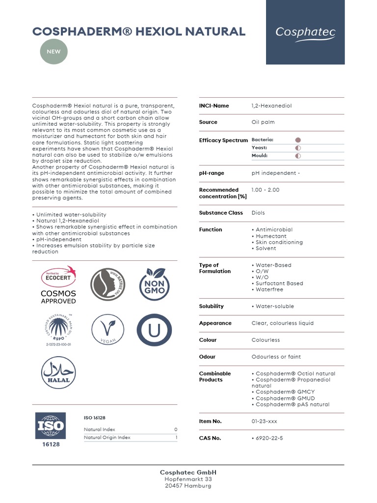 Cosphatec - Cosphaderm® Hexiol Natural | PDF