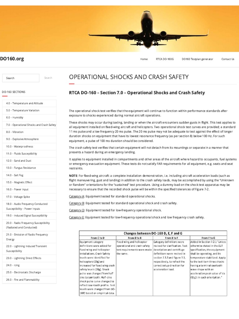 Section 7.0 – Operational Shocks and Crash Safety _ DO-160 | PDF