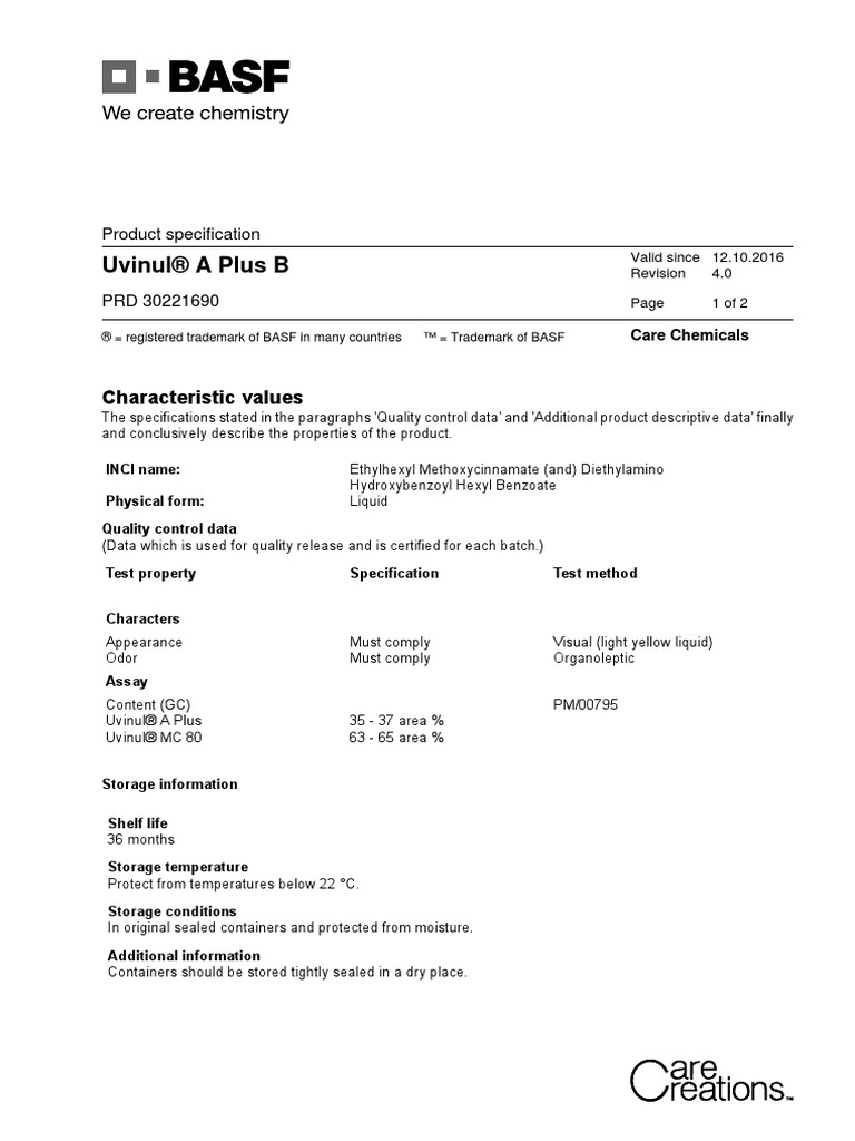 Uvinul A Plus B | PDF