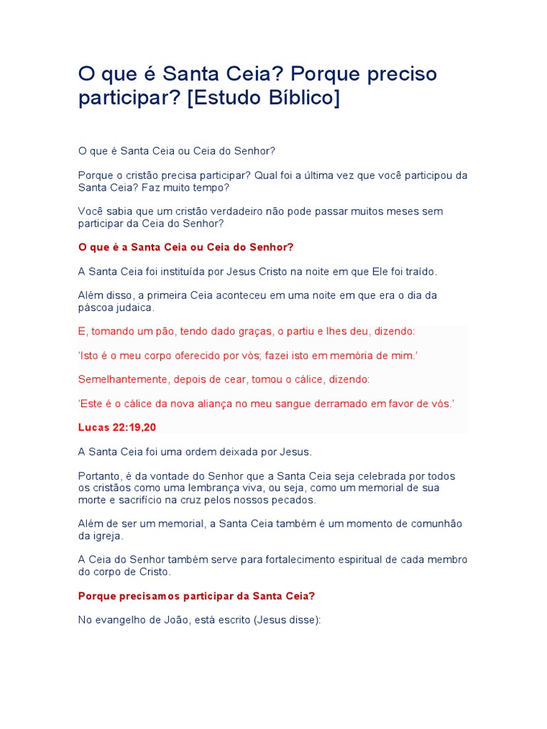 O Que É Santa Ceia | PDF