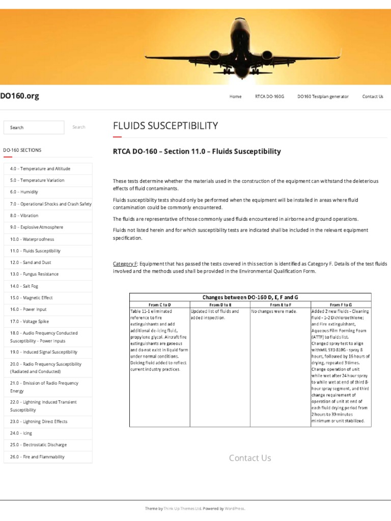 Section 11.0 - Fluids Susceptibility - DO-160 | PDF