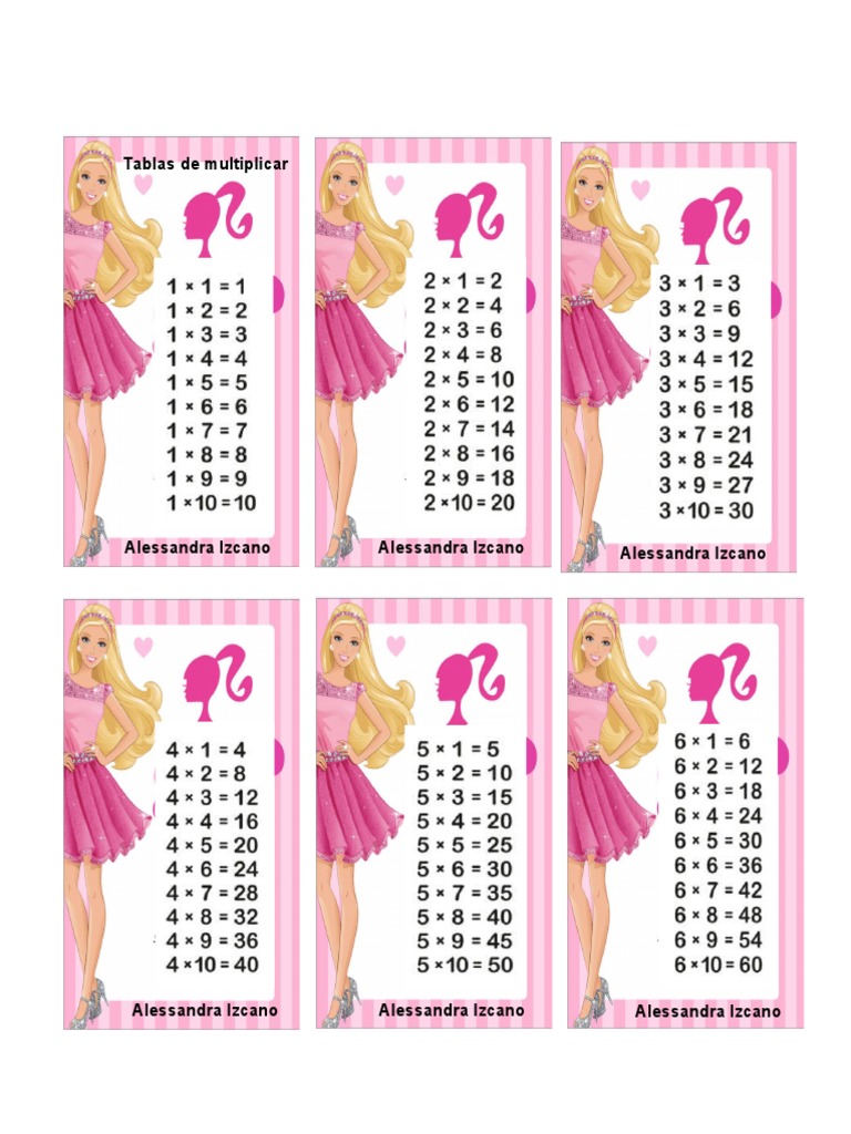 Tablas de Multiplicar Barbie | PDF