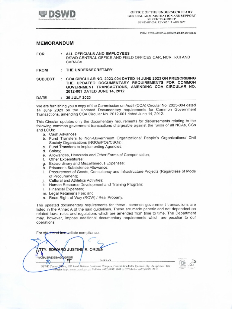 Coa Circular No.2023 004 | PDF