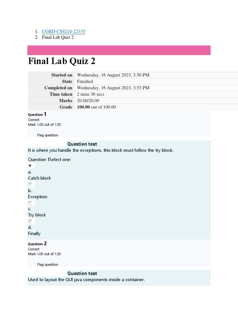 UGRD-CS6210-2233T OOP Final Lab Quiz 2 | PDF UGRD-CS6210-2233T OOP Final Lab Quiz 2 | PDF