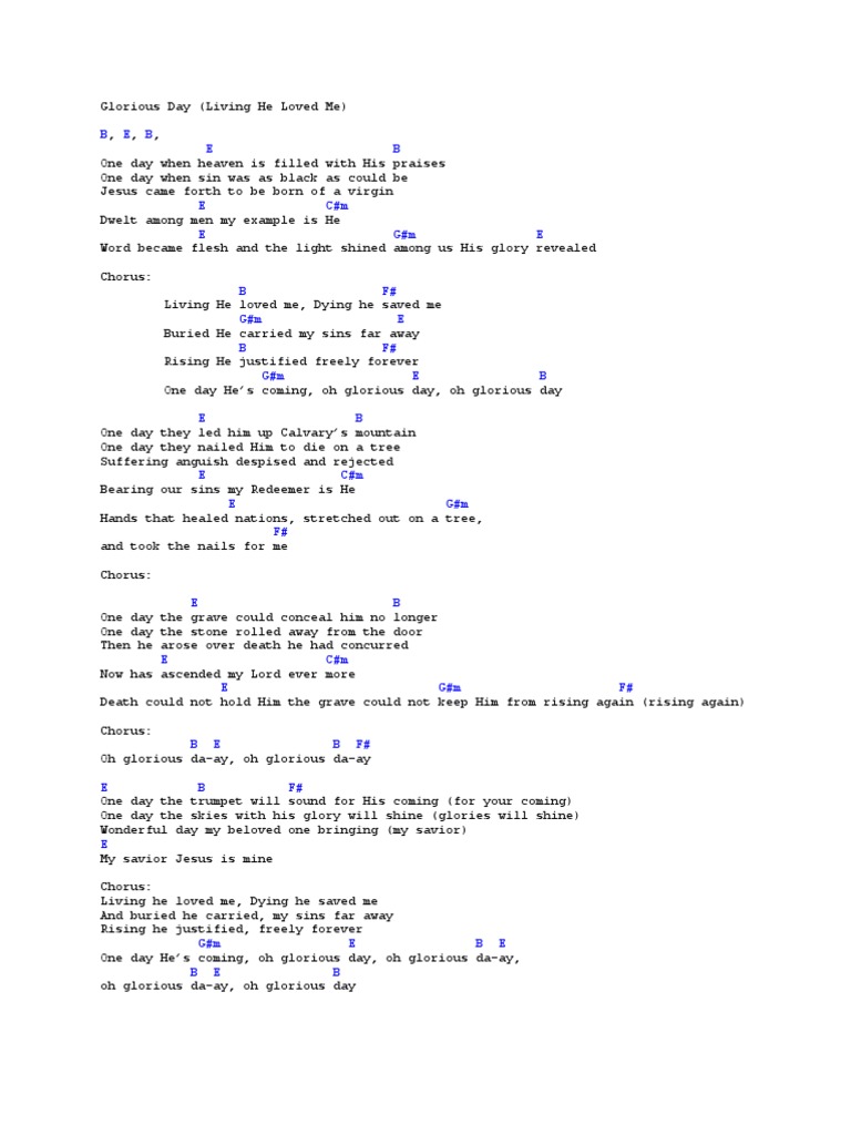 Glorious Day Chords | PDF