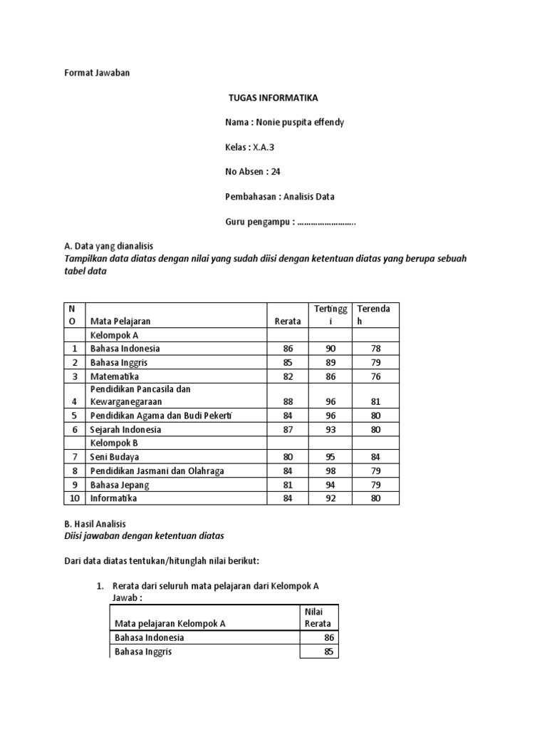Informatika Analisis Data | PDF