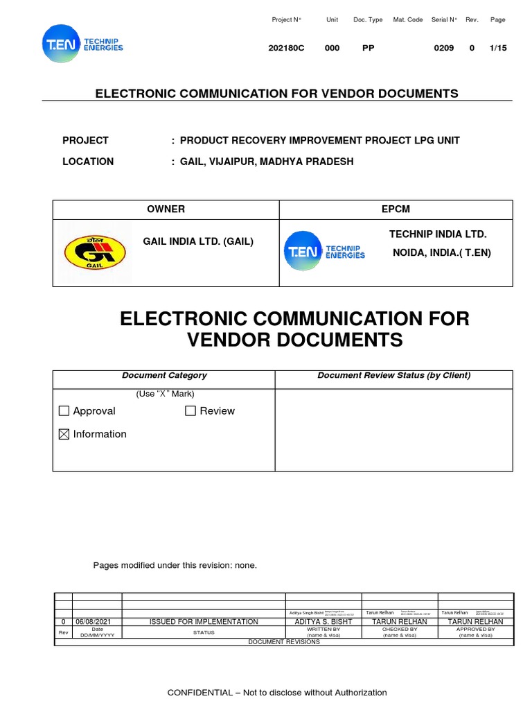 Electronic Communication For Vendor Documents | PDF