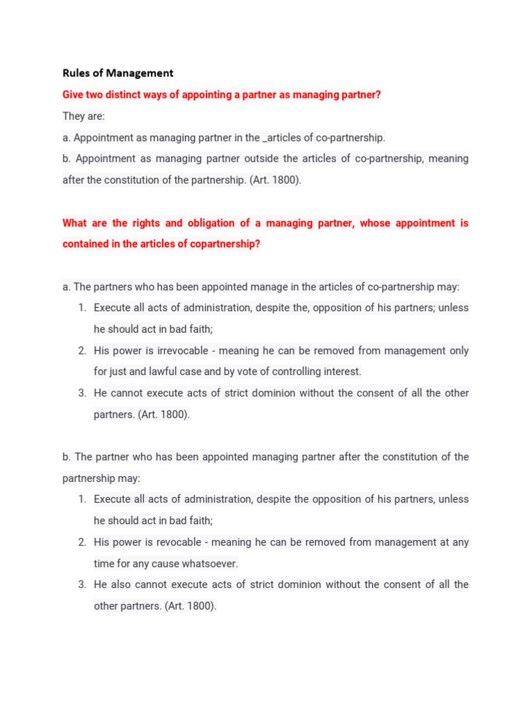 Rules of Management | PDF