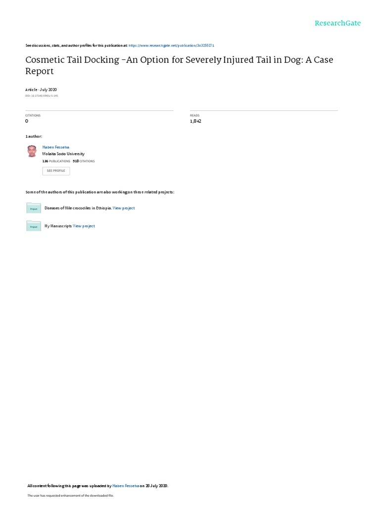 Cosmetic Tail Docking An Option For Severely Injured Tail in Dog A Case ...