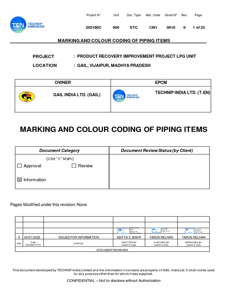 Marking and Colour Coding of Piping Items | PDF