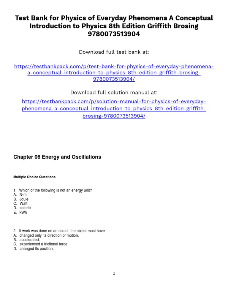 Physics of Everyday Phenomena A Conceptual Introduction To Physics 8th ...