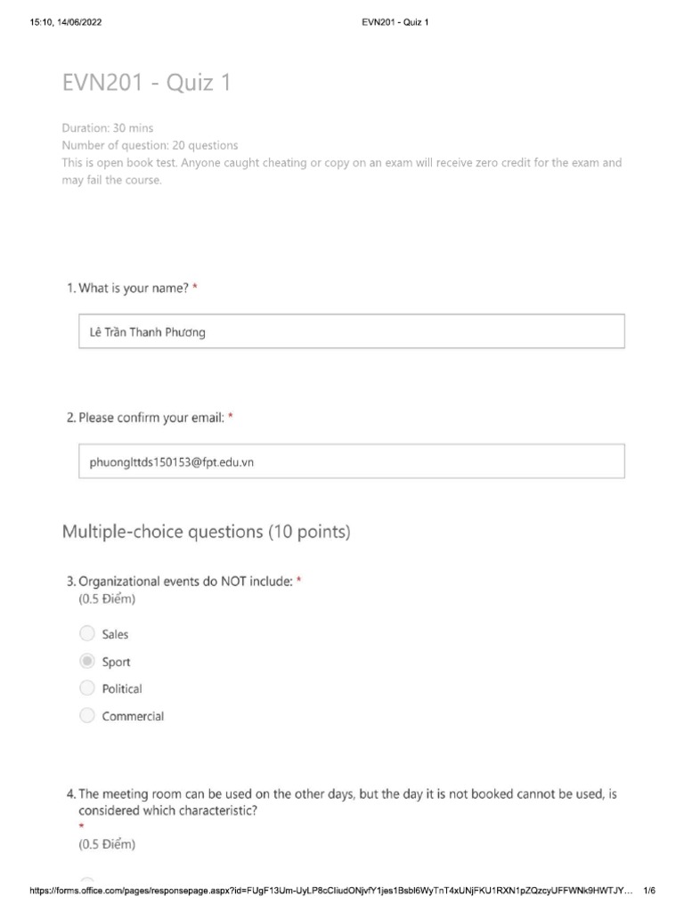 EVN201 - Quiz 1 | PDF