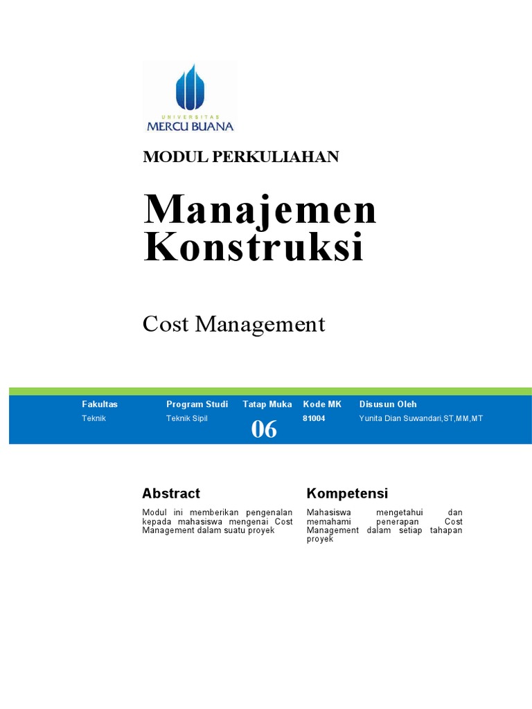 Rangkuman Modul 6 Cost Management | PDF