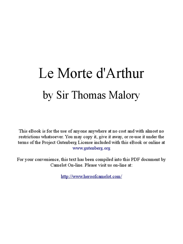 Le Morte D'arthur | PDF | Medieval Legends | British Folklore