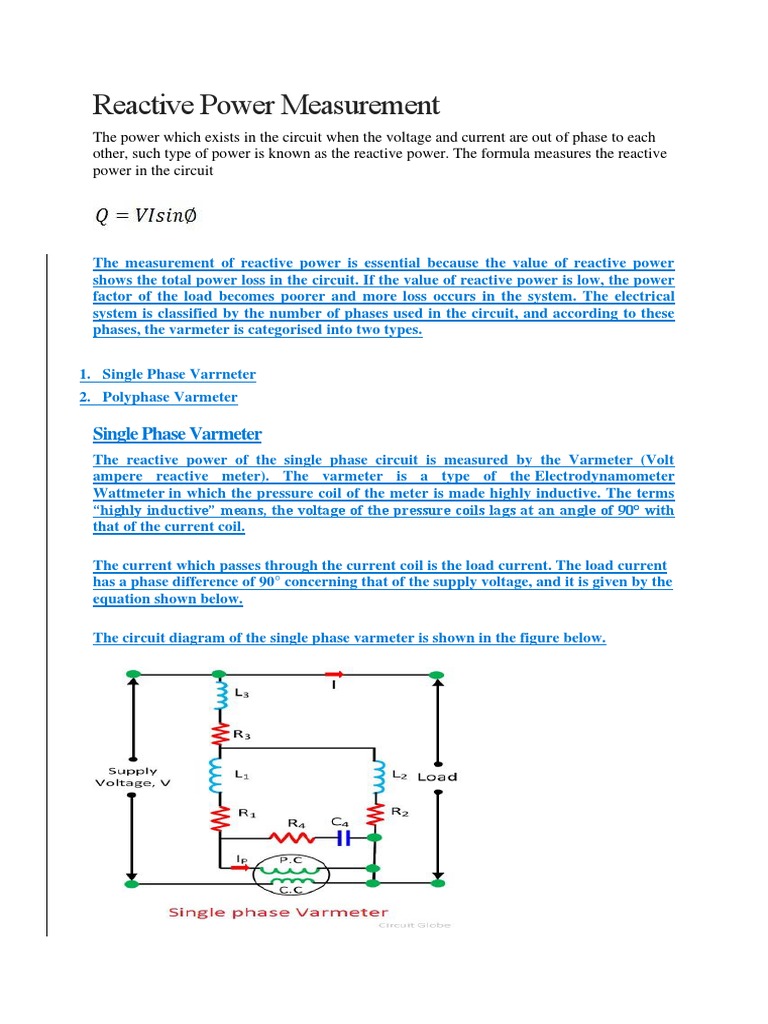 Reactive Power (VAR) Measurement Principle | PDF