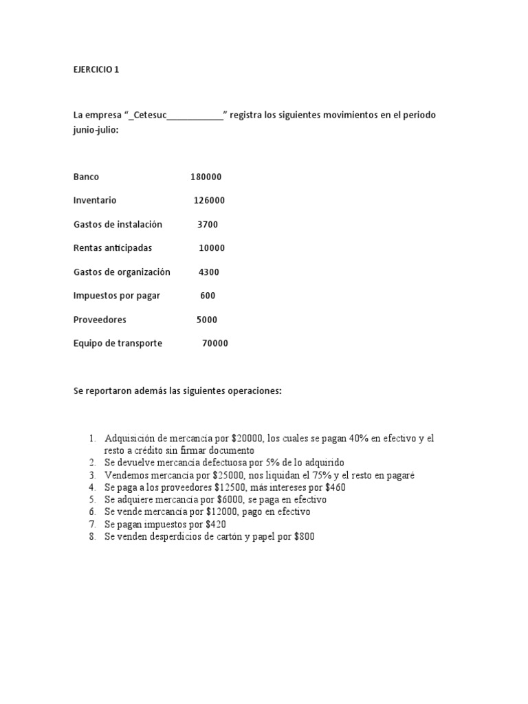 Ejercicio 1 Conta 1 | PDF