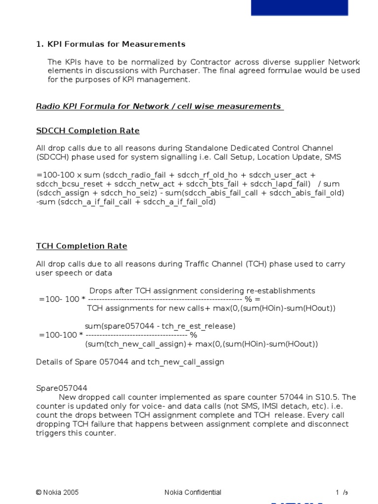 KPI Formula | PDF | General Packet Radio Service | Telecommunications ...