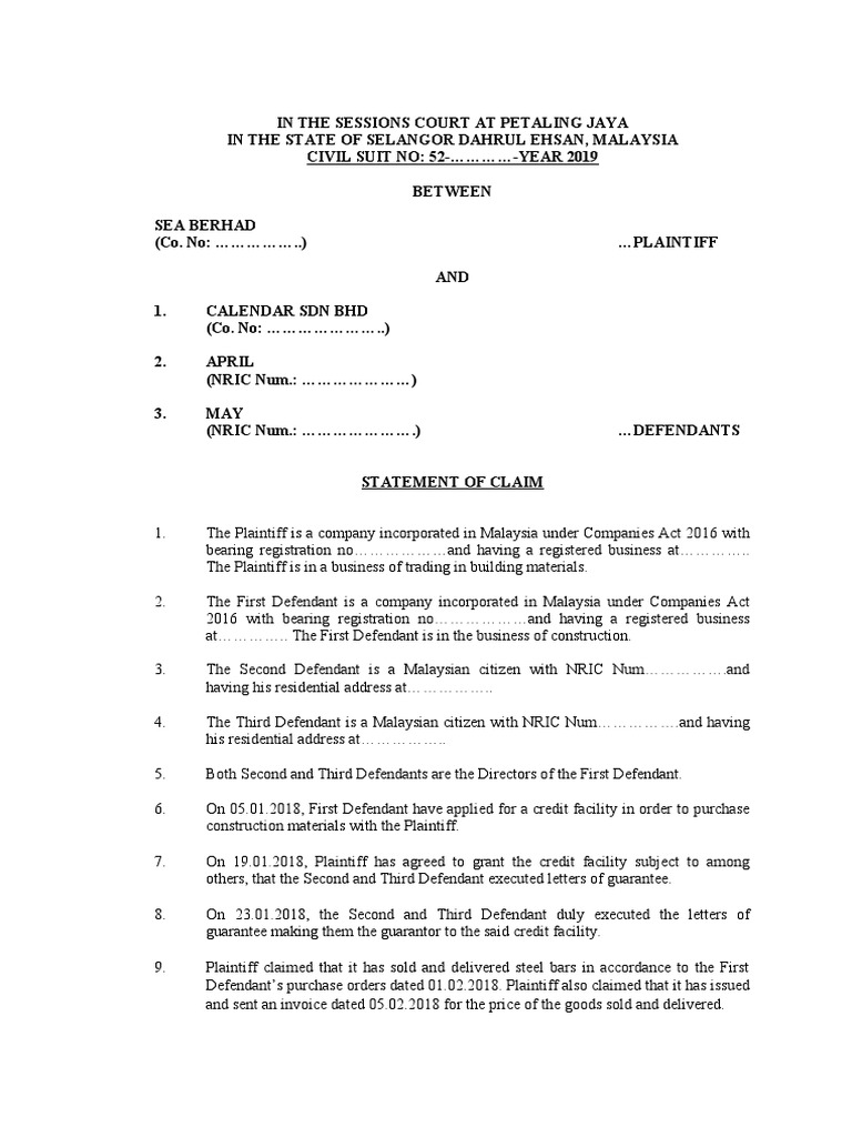 Statement of Claim | PDF