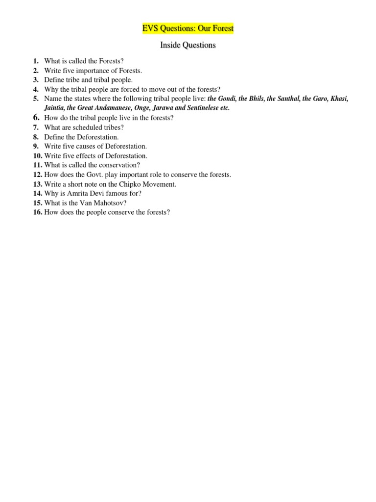 EVS Questions Chapter 6 | PDF