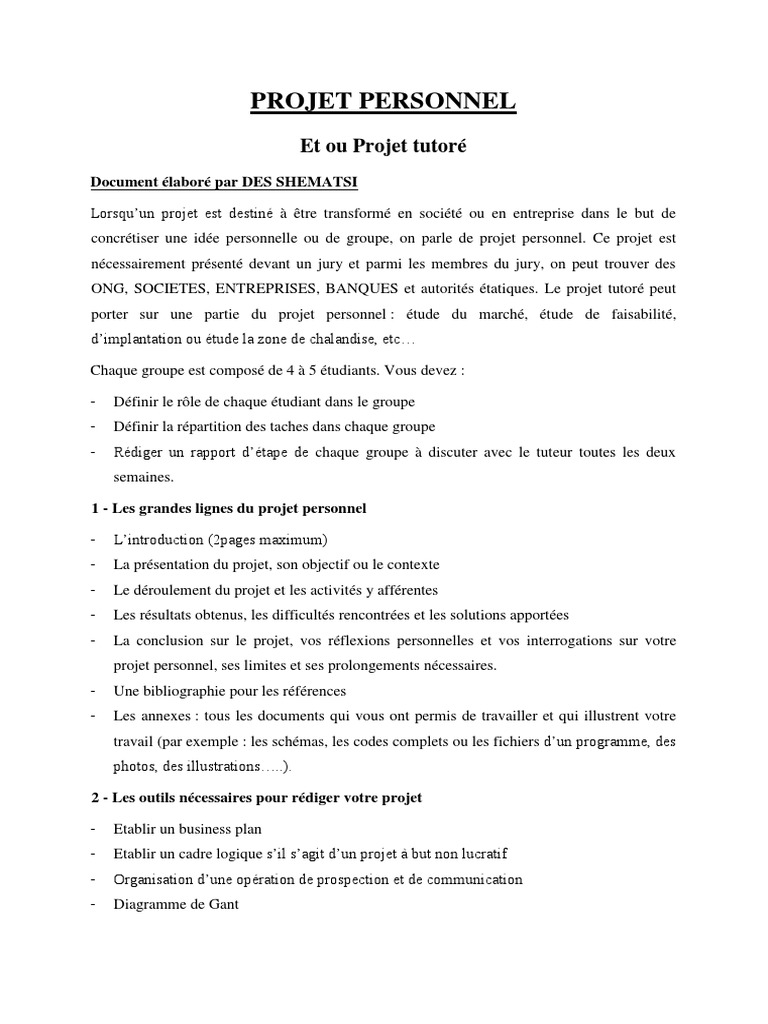 Projet Tutore Plan | PDF