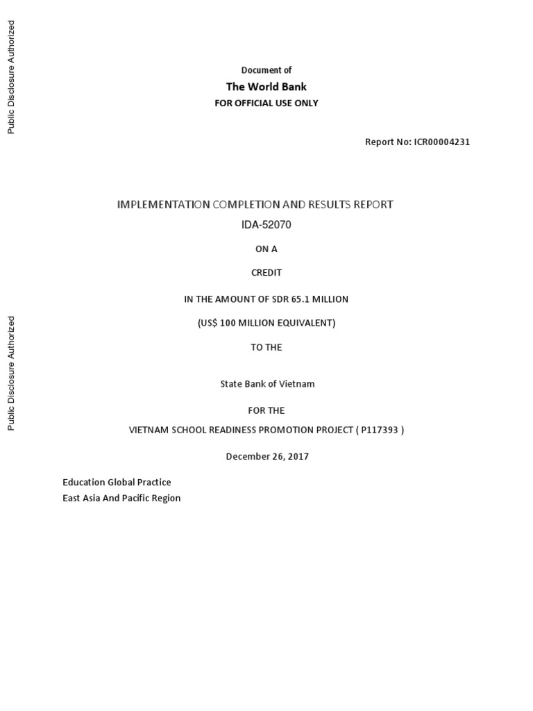 Vietnam School Readiness Promotion Project | PDF