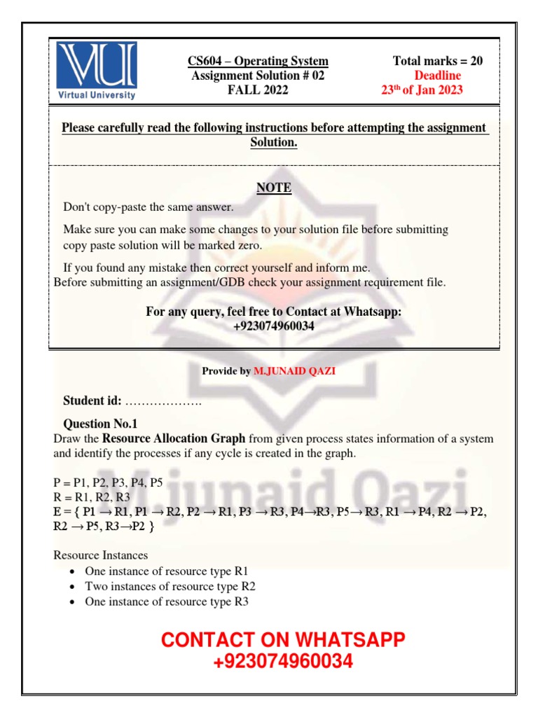 CS604 Assignment 2 Solution by M.junaid Qazi | PDF