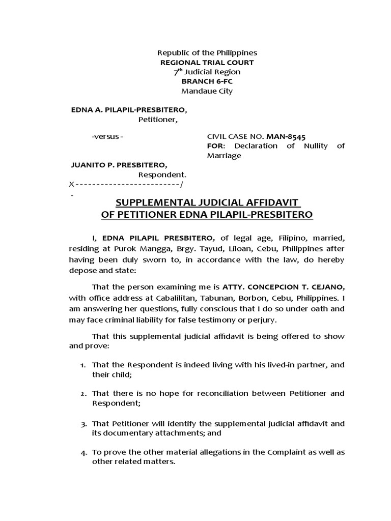 Supplemental Judicial Affidavit | PDF