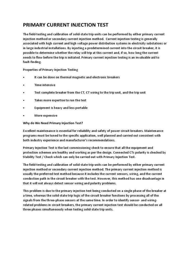 Primary Current Injection - Care Labs | PDF
