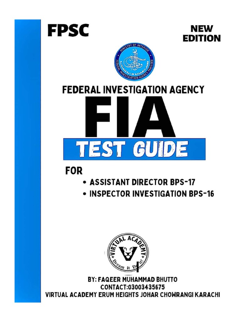 FPSC FIA Past Papers Solved | PDF