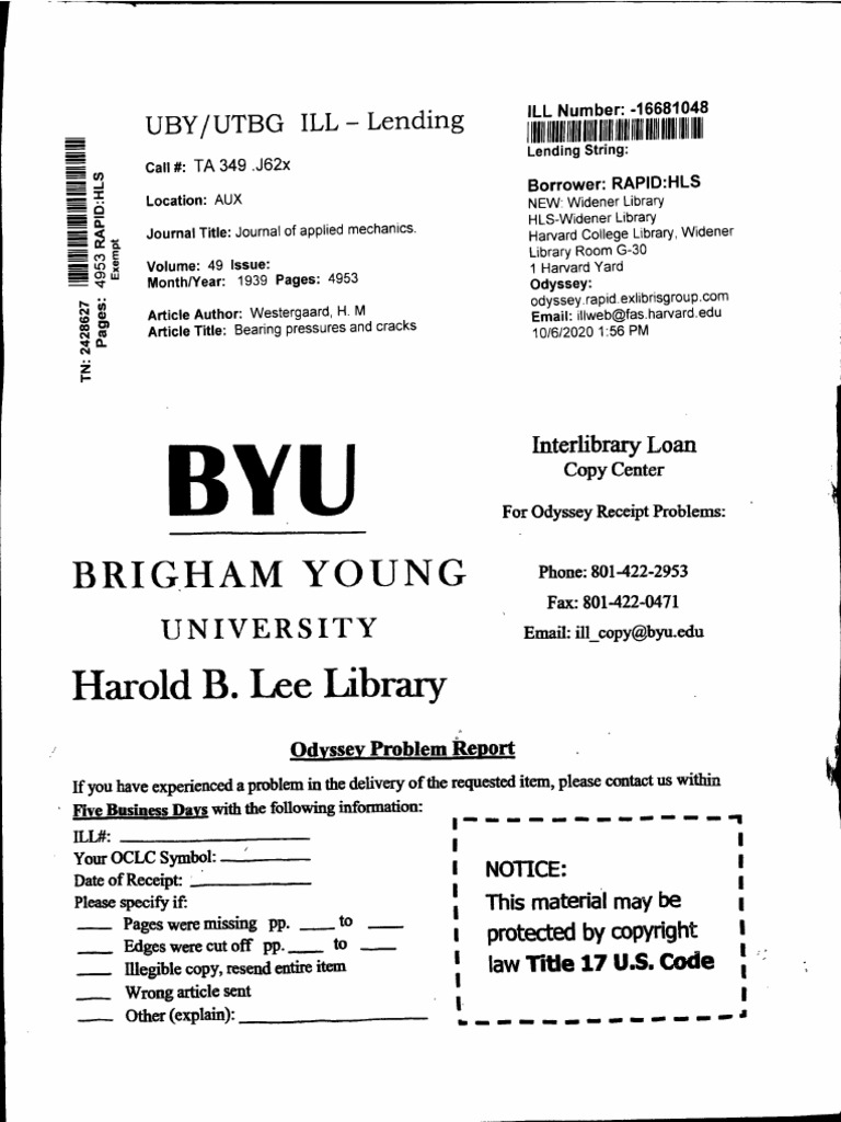 1939 Westergaard Bearing Pressure and Cracks | PDF