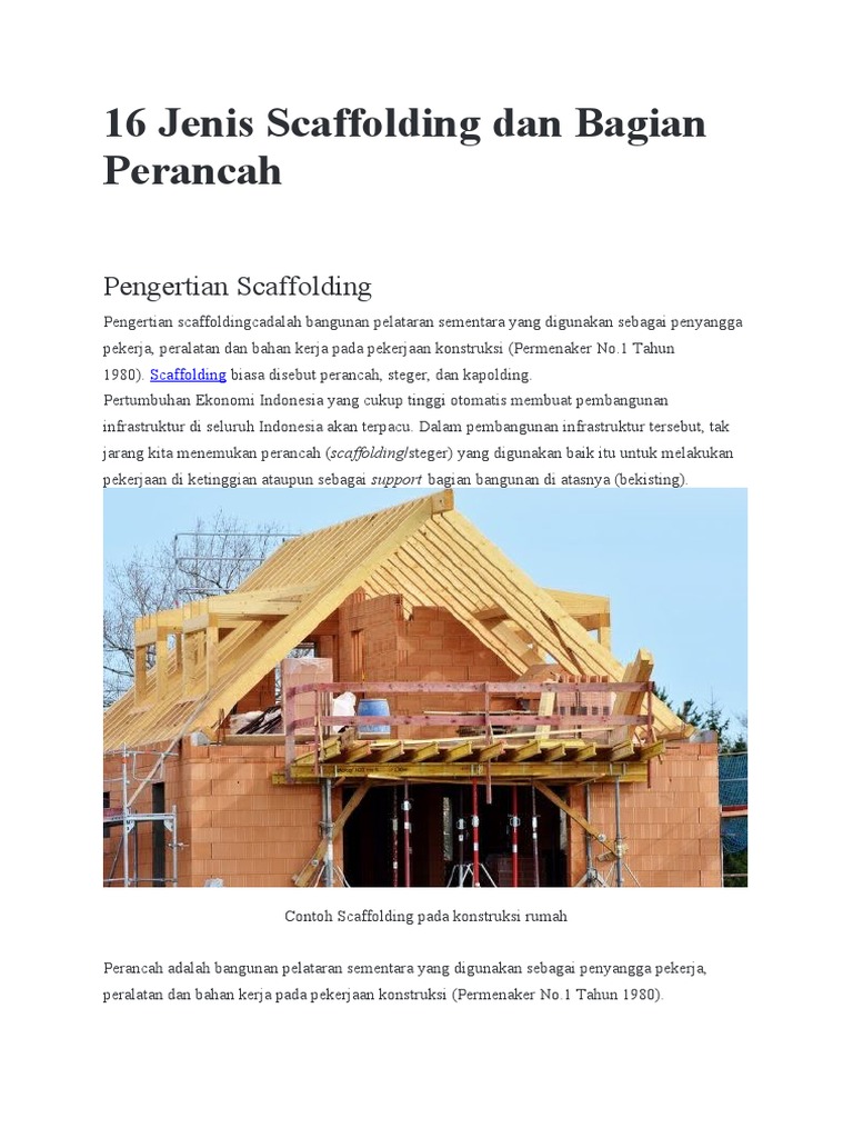 16 Jenis Scaffolding Dan Bagian Perancah | PDF | Teknologi & Rekayasa