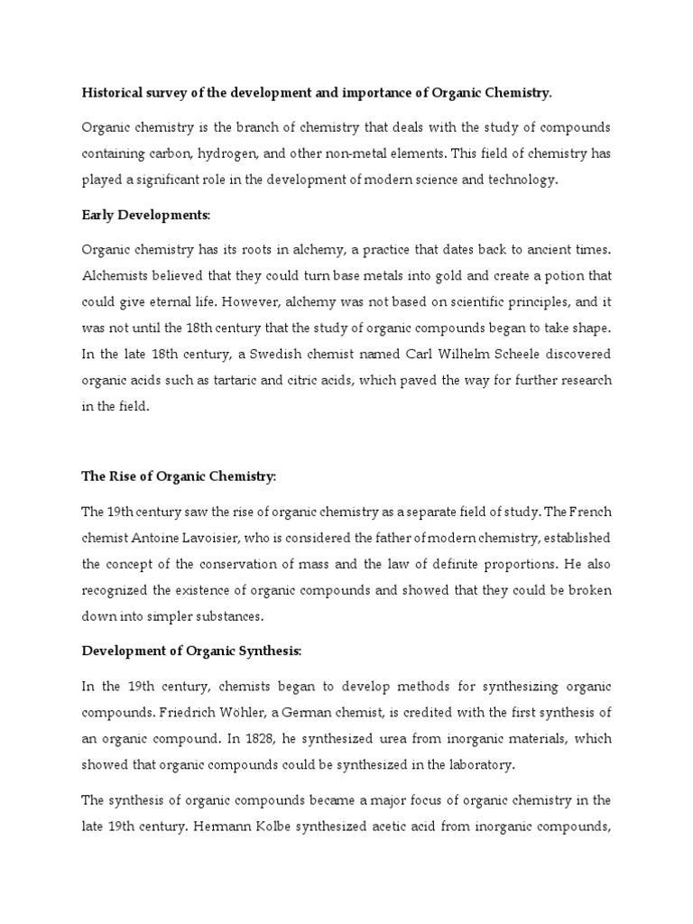 Historical Development of Organic Chemistry | PDF