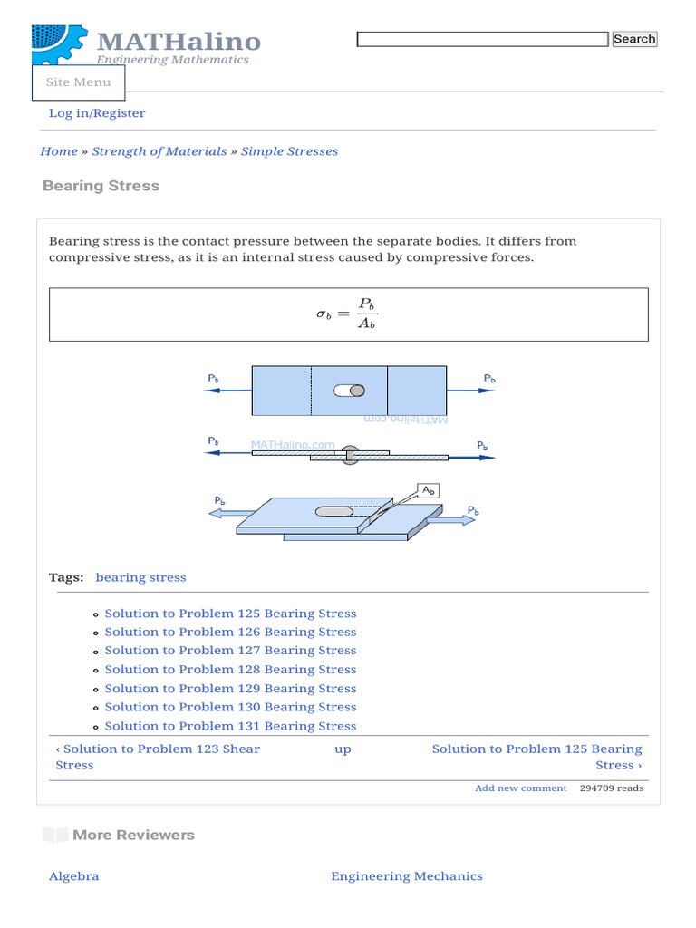 Bearing Stress Strength of Materials | PDF