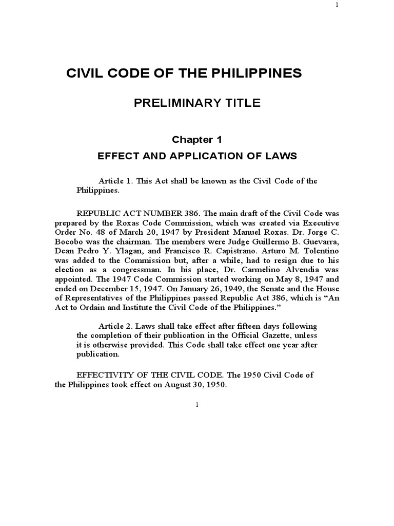 Civil Code Article 1 - 18 | PDF