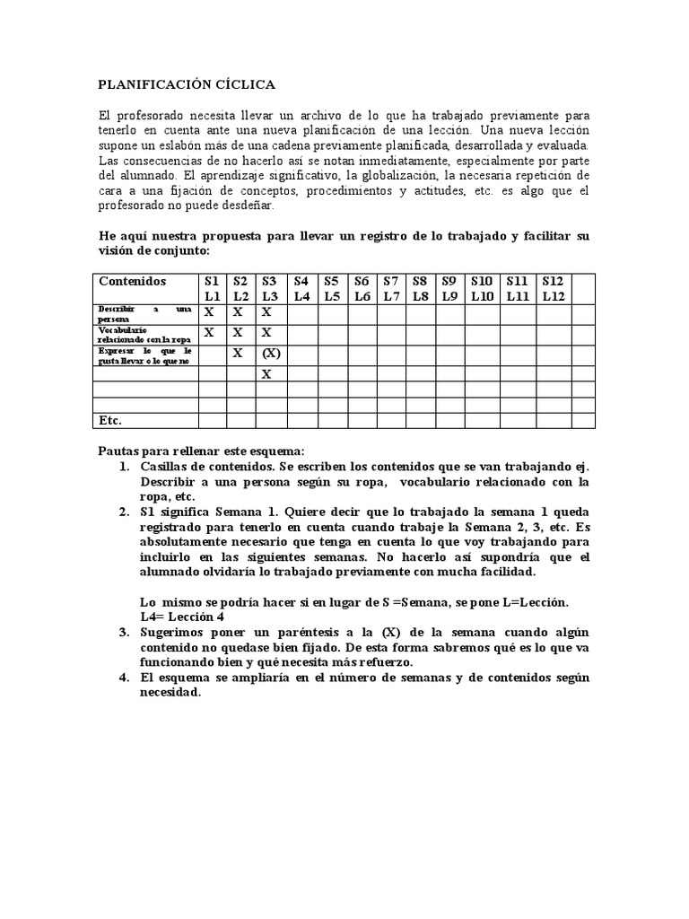 Registro para Planificación Cíclica | PDF | Artes del Lenguaje y ...