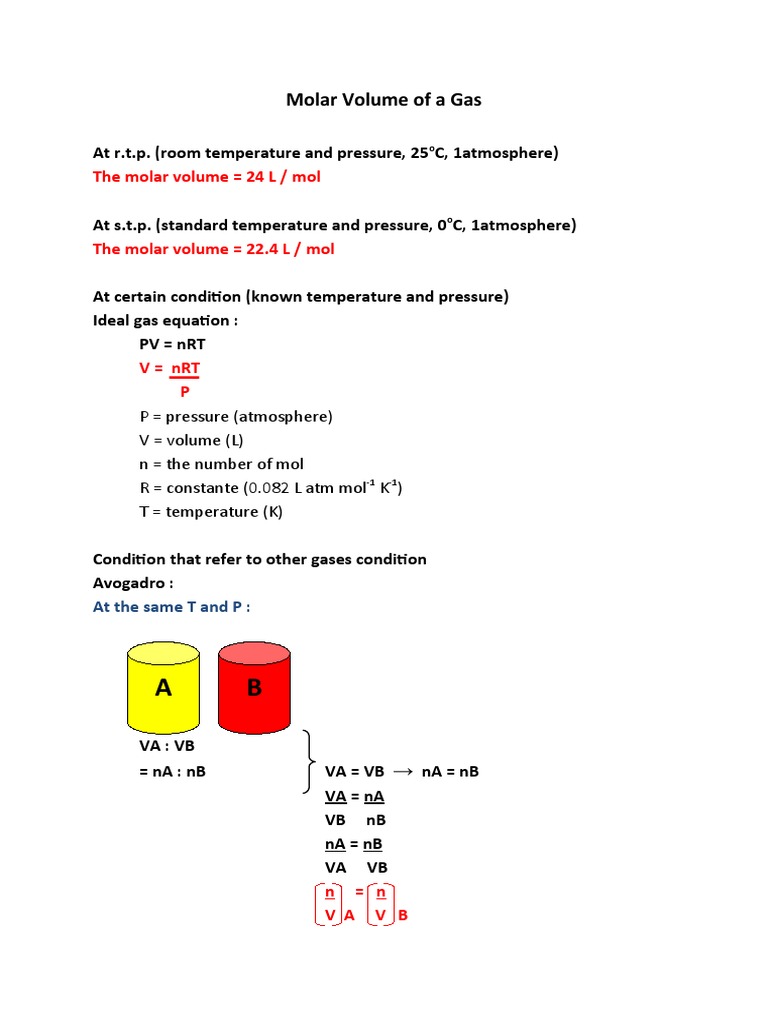 Molar Volume and Molarity | PDF