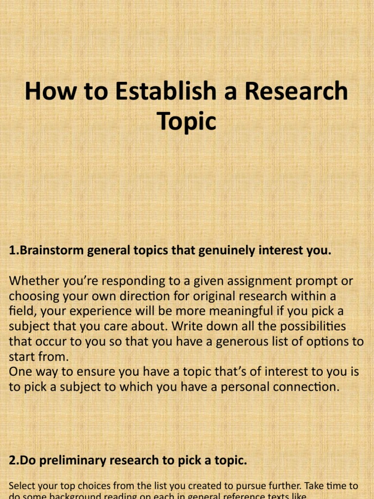 How To Establish A Research Topic | PDF