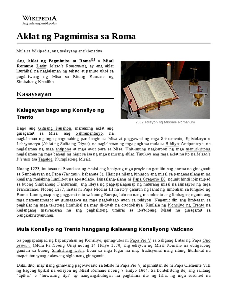 Aklat NG Pagmimisa Sa Roma | PDF
