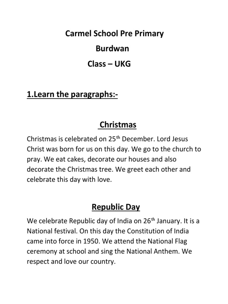 Ukg Paragraph Writing | PDF