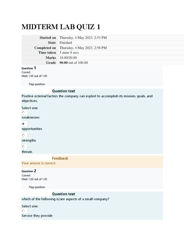 Technopreneurship MIDTERM LAB QUIZ 1 | PDF