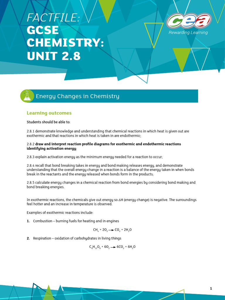 IGCSE Chemistry - Energy Changes in Chemistry | PDF